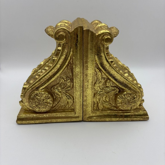 CBK Ltd. | Accents | Vintage 995 Shimmery Gold Ornate Bookends ...